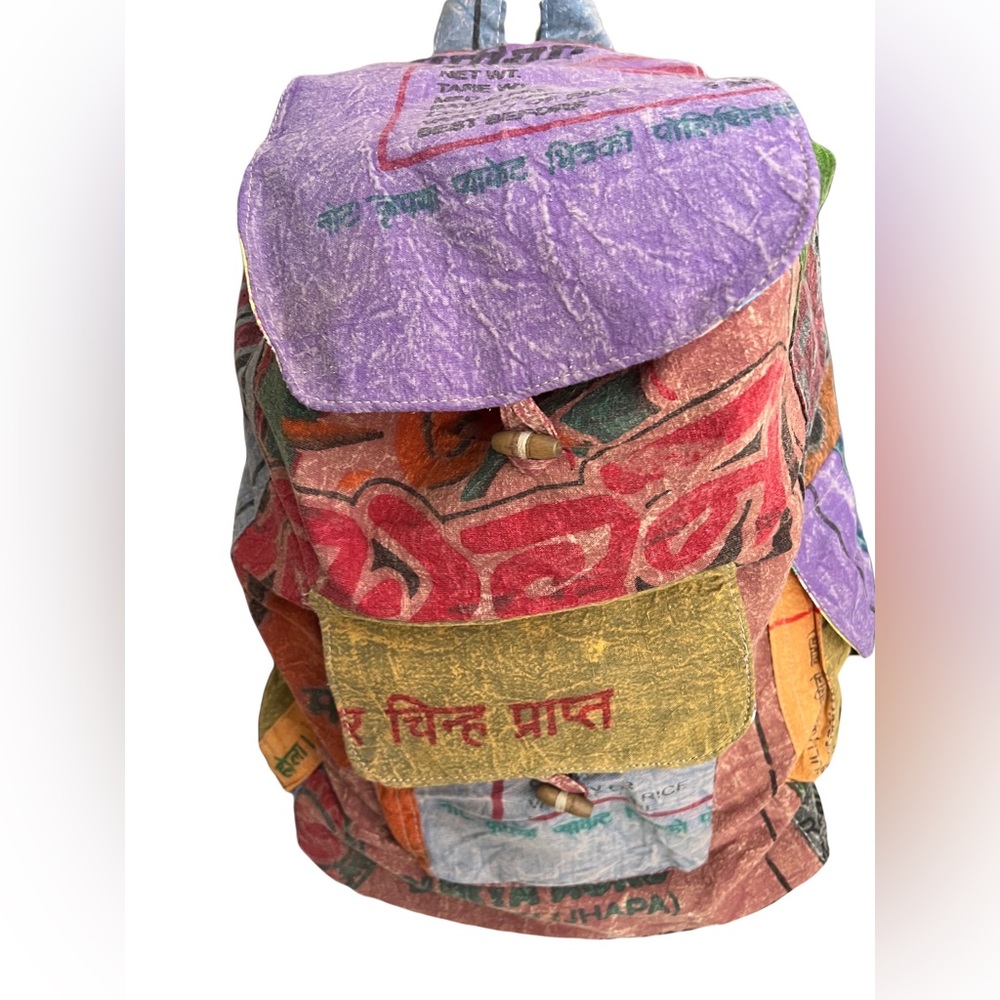 Kpc Rice Bag Backpack Made In Nepal Drawstring Closure - Gem